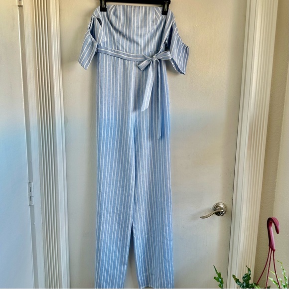 privy | Pants & Jumpsuits | Privy Bluewhite Striped Jumpsuit ...
